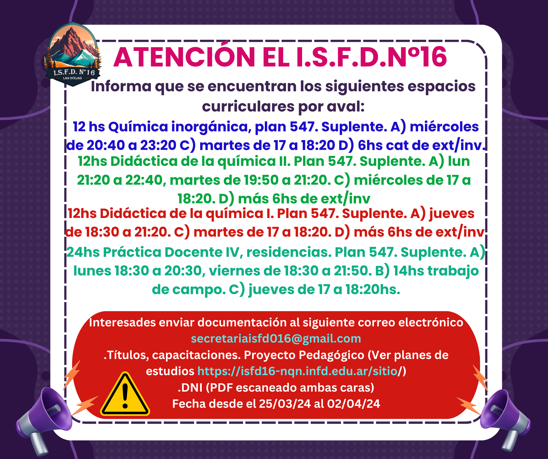 Información Importante (Espacios curriculares por Aval) – Instituto ...