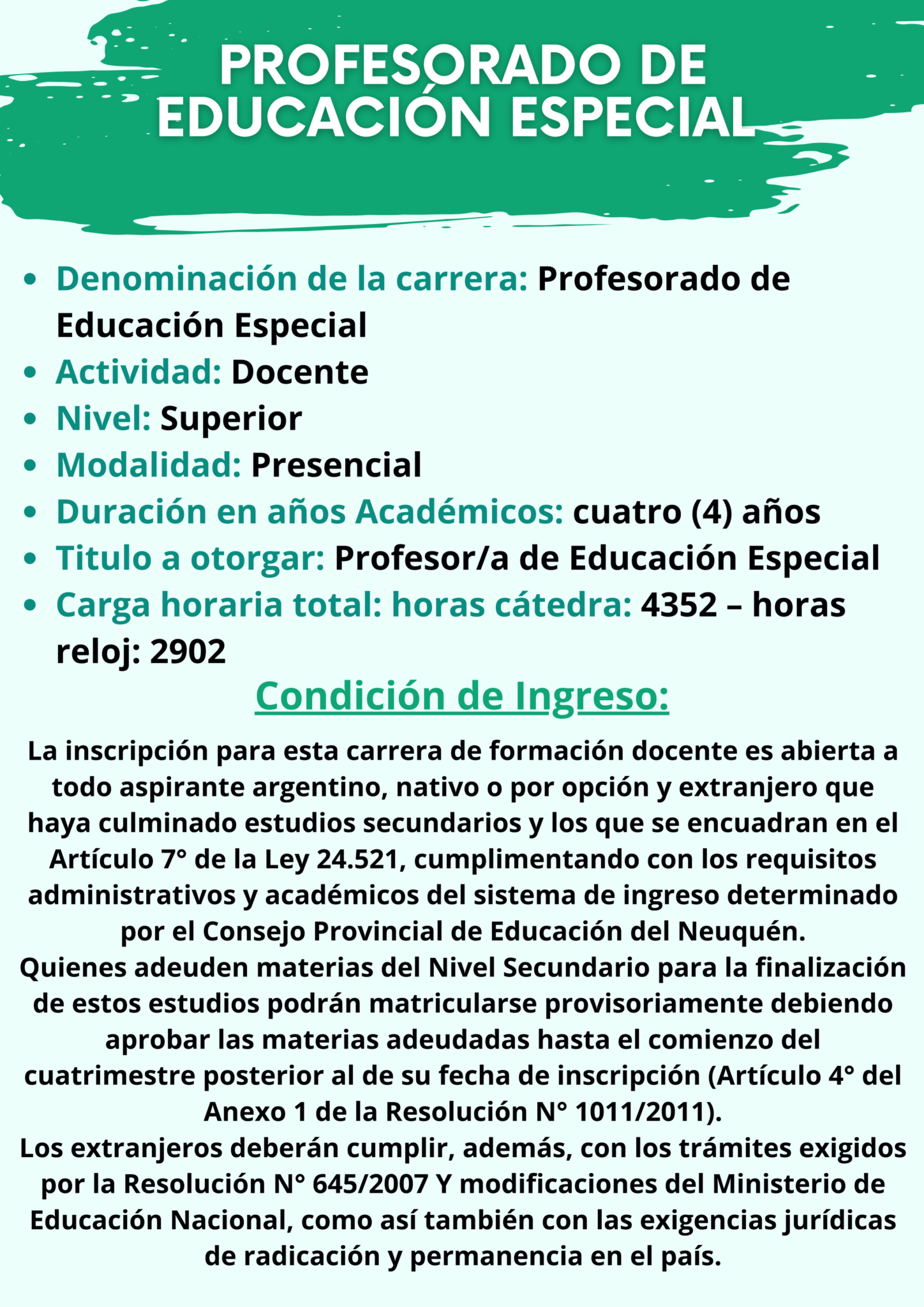 Plan de Estudio del Profesorado de E. Especial – Instituto Superior de ...